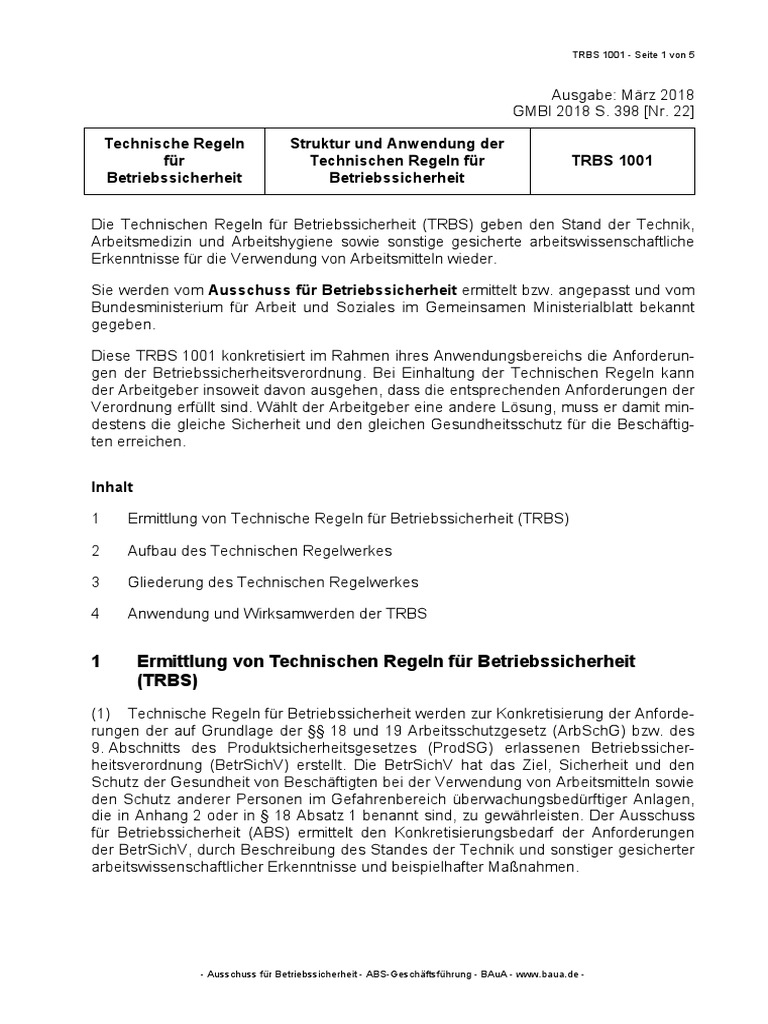 TRBS 1001 | PDF