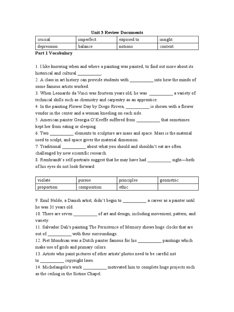 Unit 3 Review Documents | PDF | Beauty | Paintings