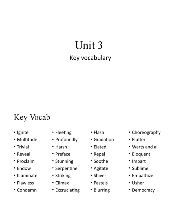 Unit 3 Key Vocab | PDF
