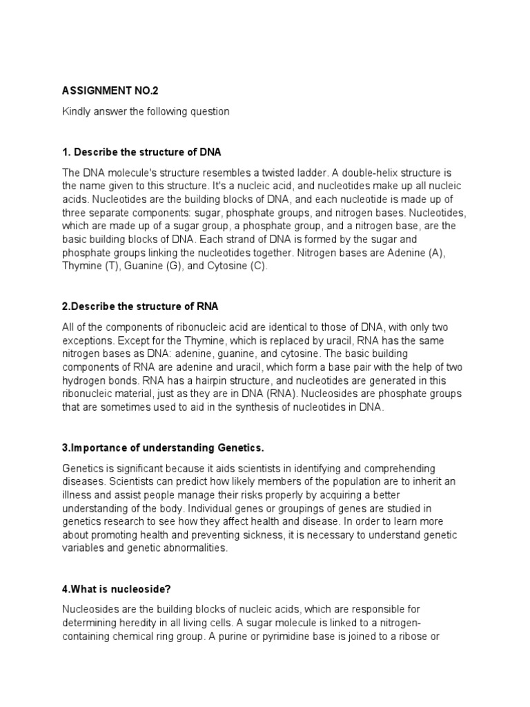 Assignment No 2 Pdf Rna Translation Biology 