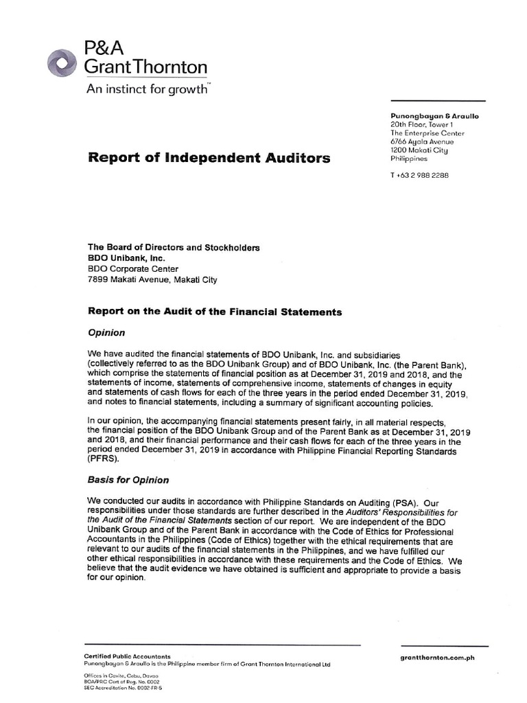 2019 BDO Audited Financial Statements PDF | PDF | Stocks | Income