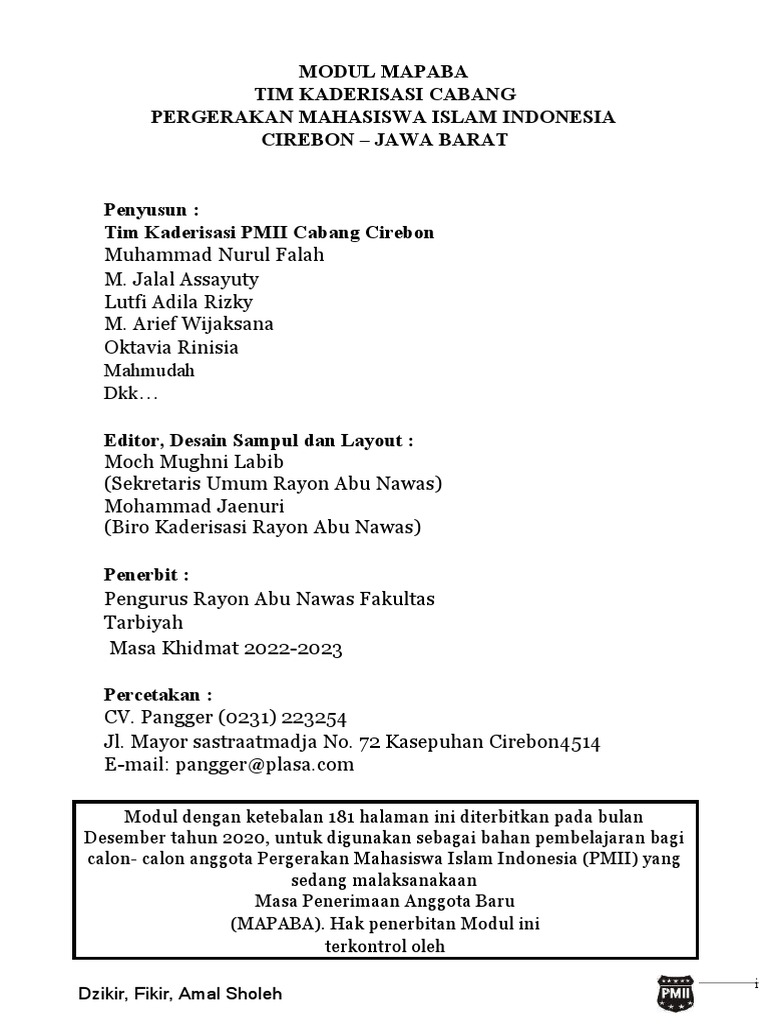 MODUL MAPABA STAIMA 2019-2020 | PDF