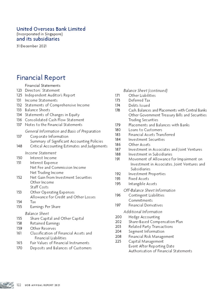 Full-Financial-Report UOB Singapore | PDF | Going Concern | Audit