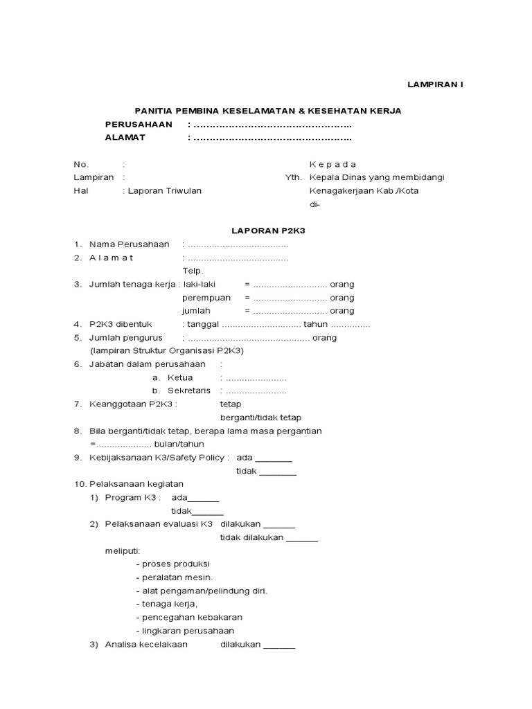 Format Pelaporan P2K3 New | PDF | Pengelolaan Keuangan & Uang