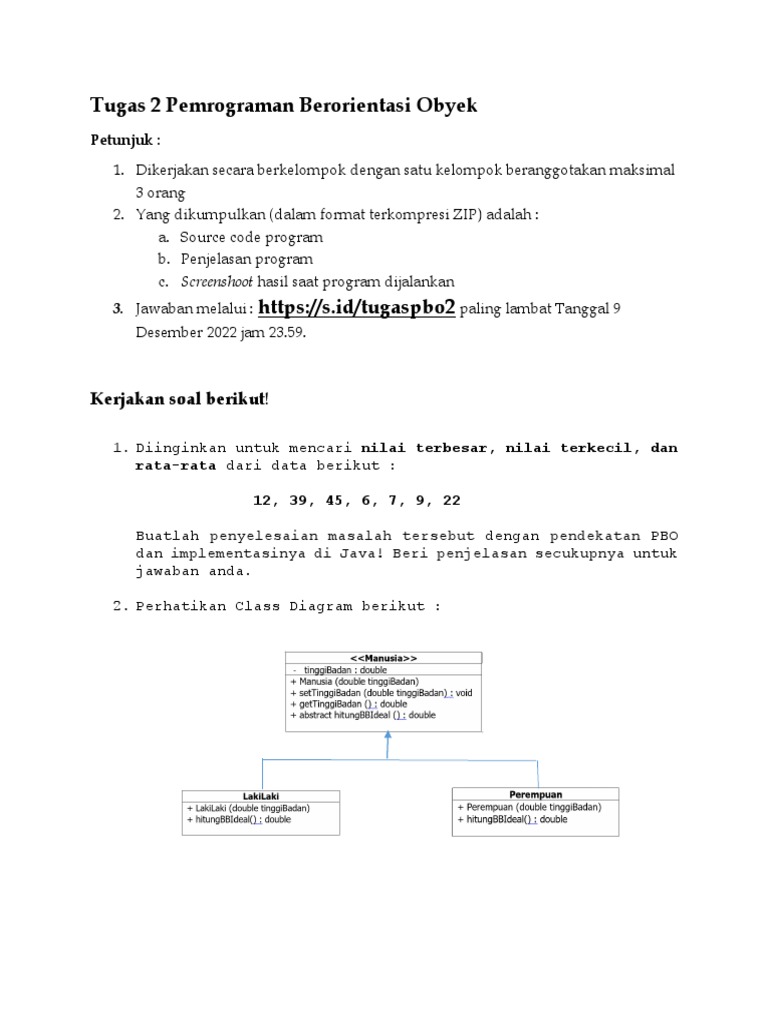 Tugas Pbo Implementasi Java Dan Penjelasan Pdf