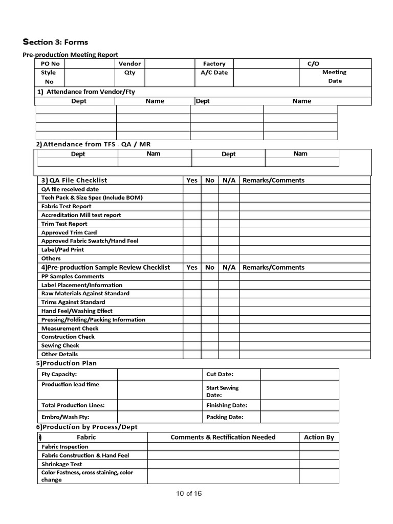 Garment Quality Control Report Template | PDF | Sewing | Textiles