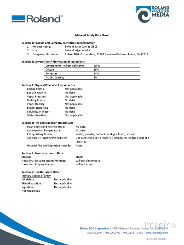 ESM-SSC Material Safety Data Sheet | PDF | Water | Solvent