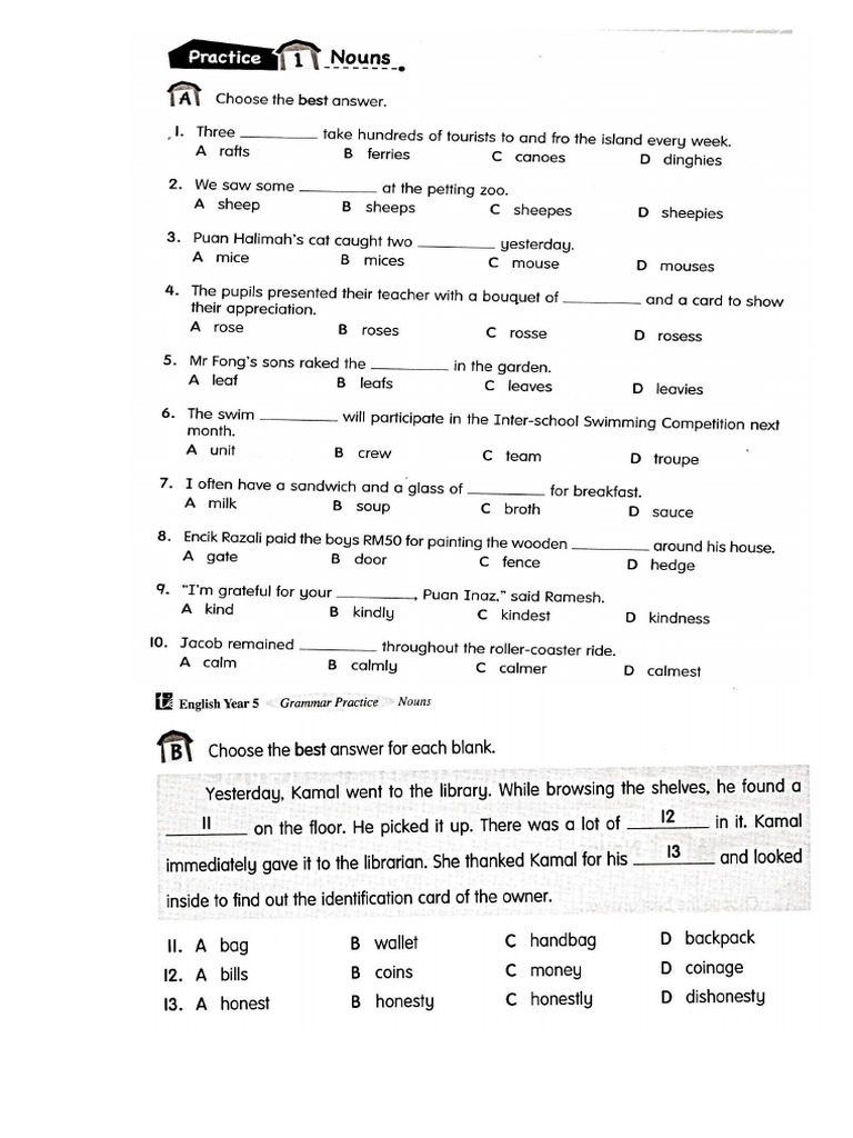 Year 5 Grammar Exercises | PDF