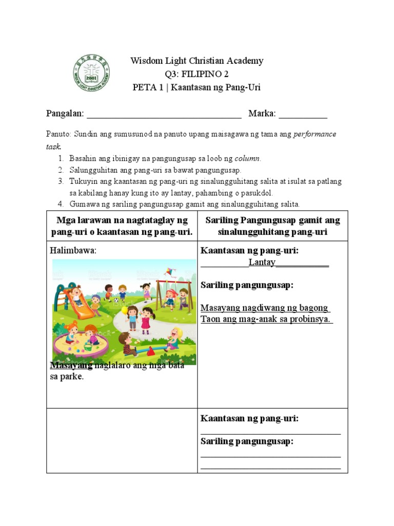 Q3 - Filipino 2-Peta 1-Kaantasan NG Pang-Uri | PDF