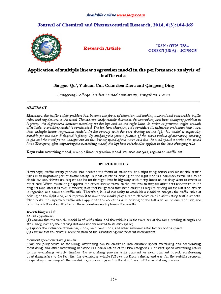 Application of Multiple Linear Regression Model in The Performance ...