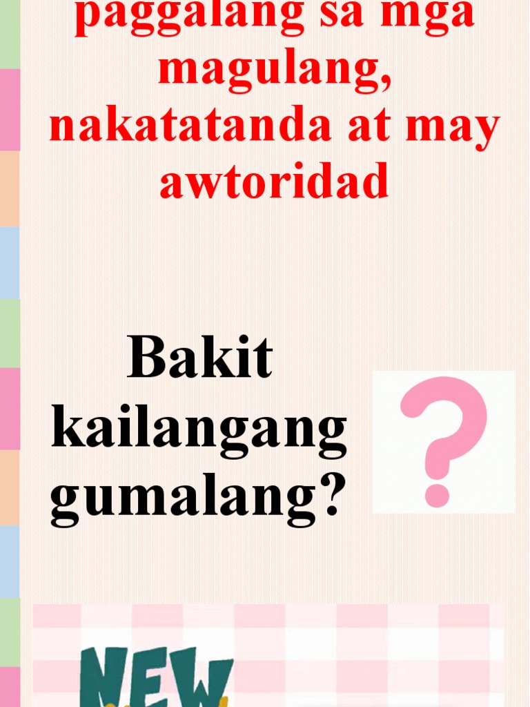 Ang Pagsunod at Paggalang Sa Mga Magulang | PDF