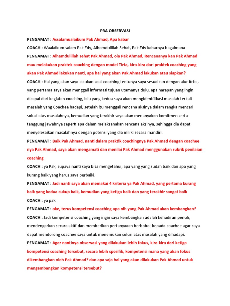Percakapan PENGAMAT Dan Coach 2 | PDF