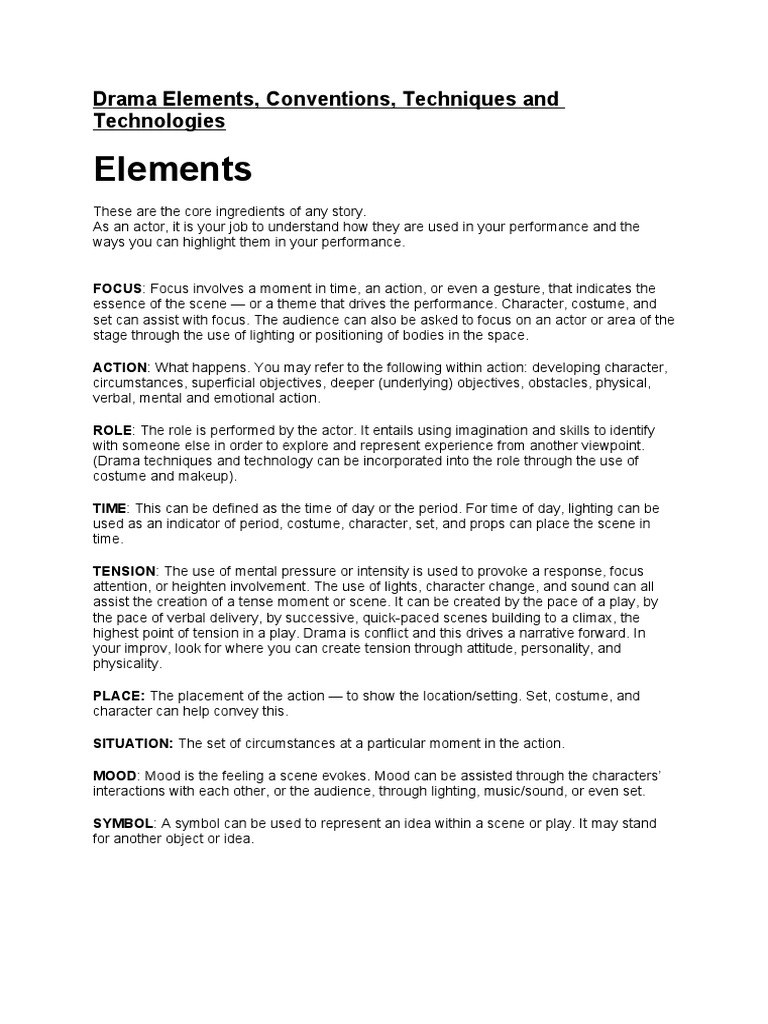 DR 1.2c Drama Elements, Conventions, Techniques & Technologies - 0 ...