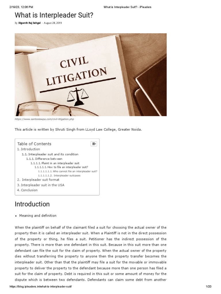 What Is Interpleader Suit - Ipleaders | PDF | Lawsuit | Legal Concepts