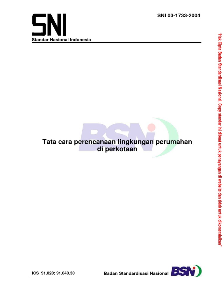 SNI - 03 - 1733 - 2004 - Tata - Cara - Perencanaan - Lingkungan Perumahan PDF | PDF