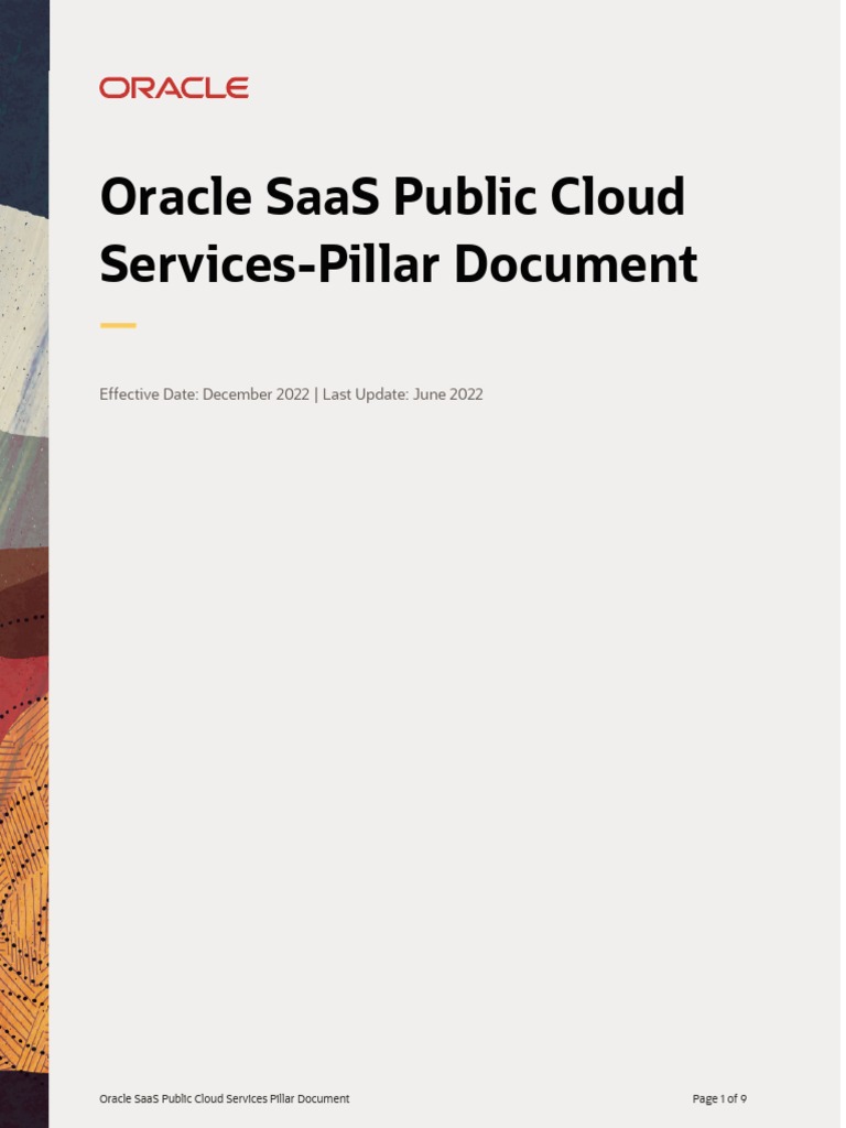 SaaS Public Cloud Pillar Document | PDF | Cloud Computing | Disaster Recovery