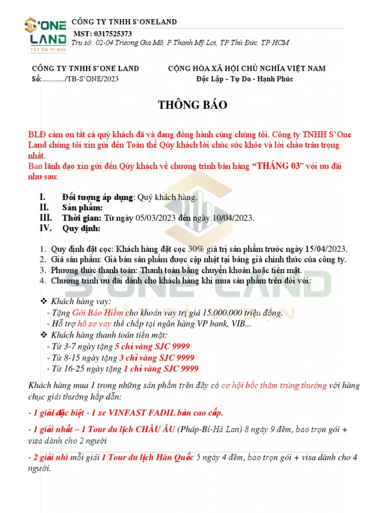 Chương Trình Bán Hàng Khách Hàng Sunshine Ii - L C Ngãi Tháng 03-2023 | PDF