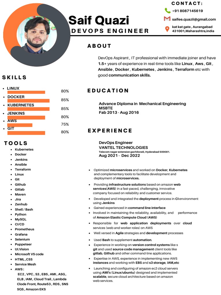 Saif - Quazi Devops 2yoe | PDF | Amazon Web Services | Cloud Computing