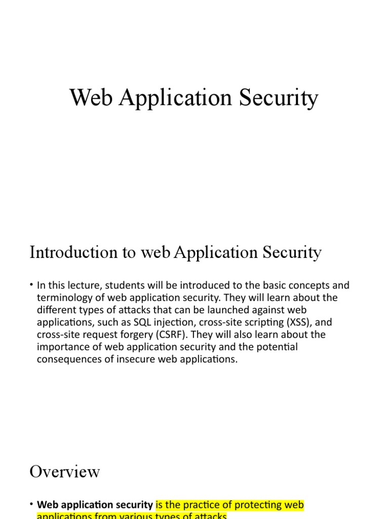 01 Introduction To Web Application Security | PDF | World Wide Web ...