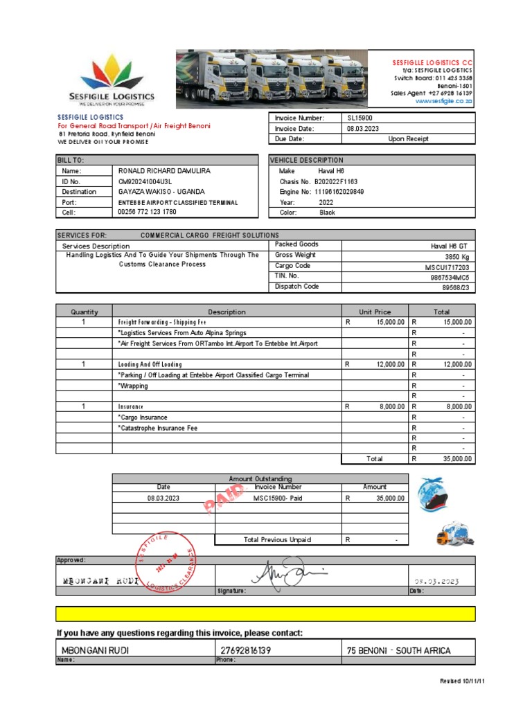 Freight INVOICE | PDF | Cargo | Logistics
