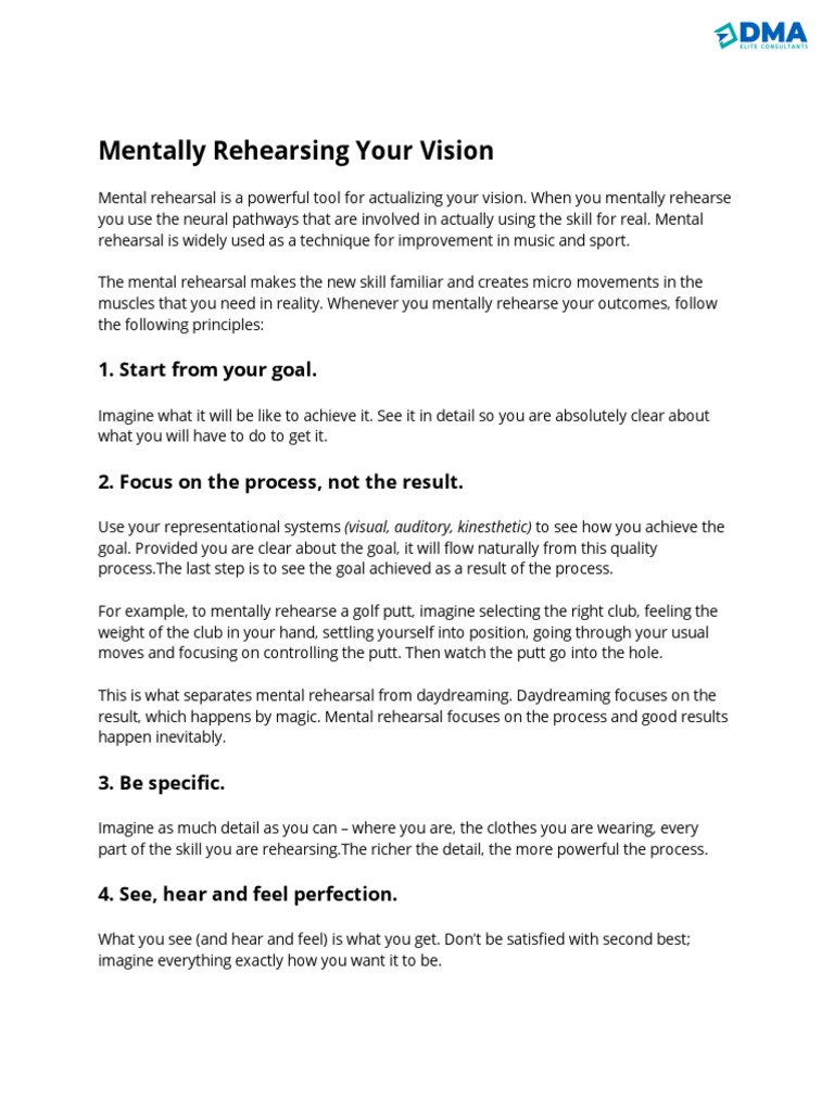 Mentally+Rehearsing+Your+Vision+Exercise + | PDF