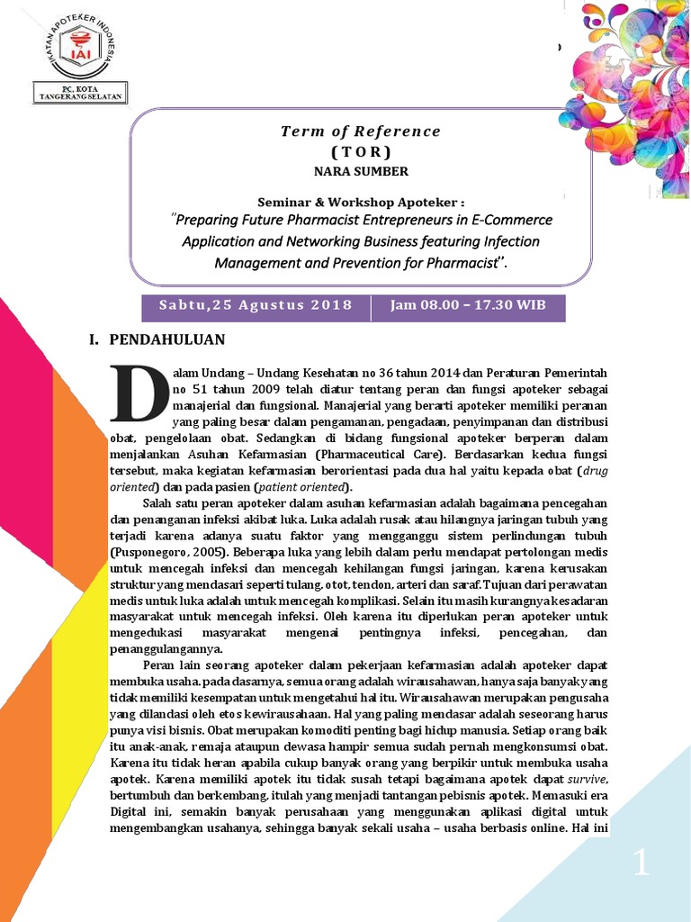 TOR Seminar & Workshop PC IAI Kota Tangsel - 25 Agustus 2018 Fix | PDF