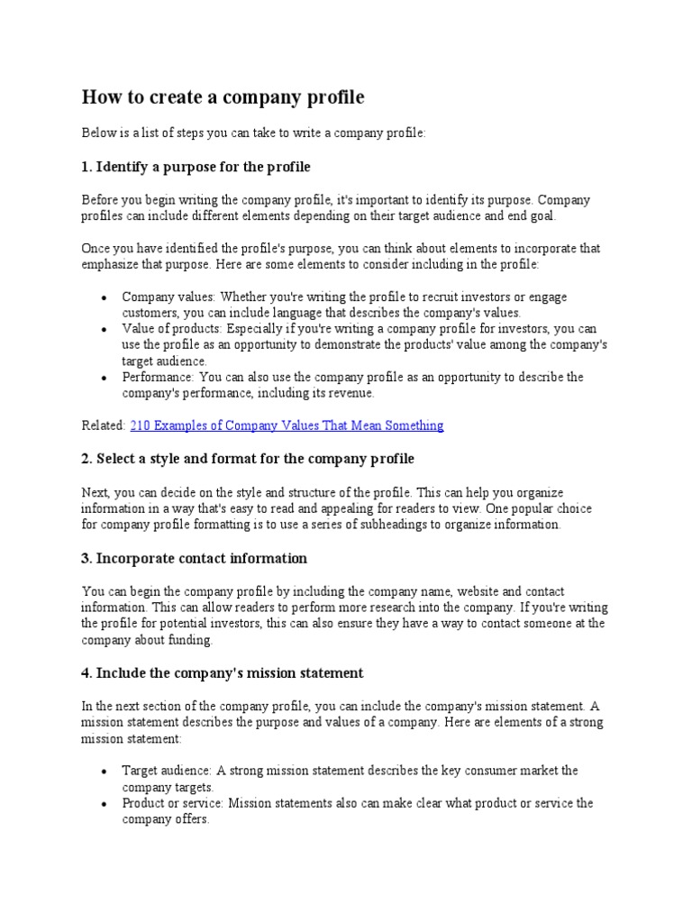 How To Create A Company Profile | PDF | Target Audience | Business