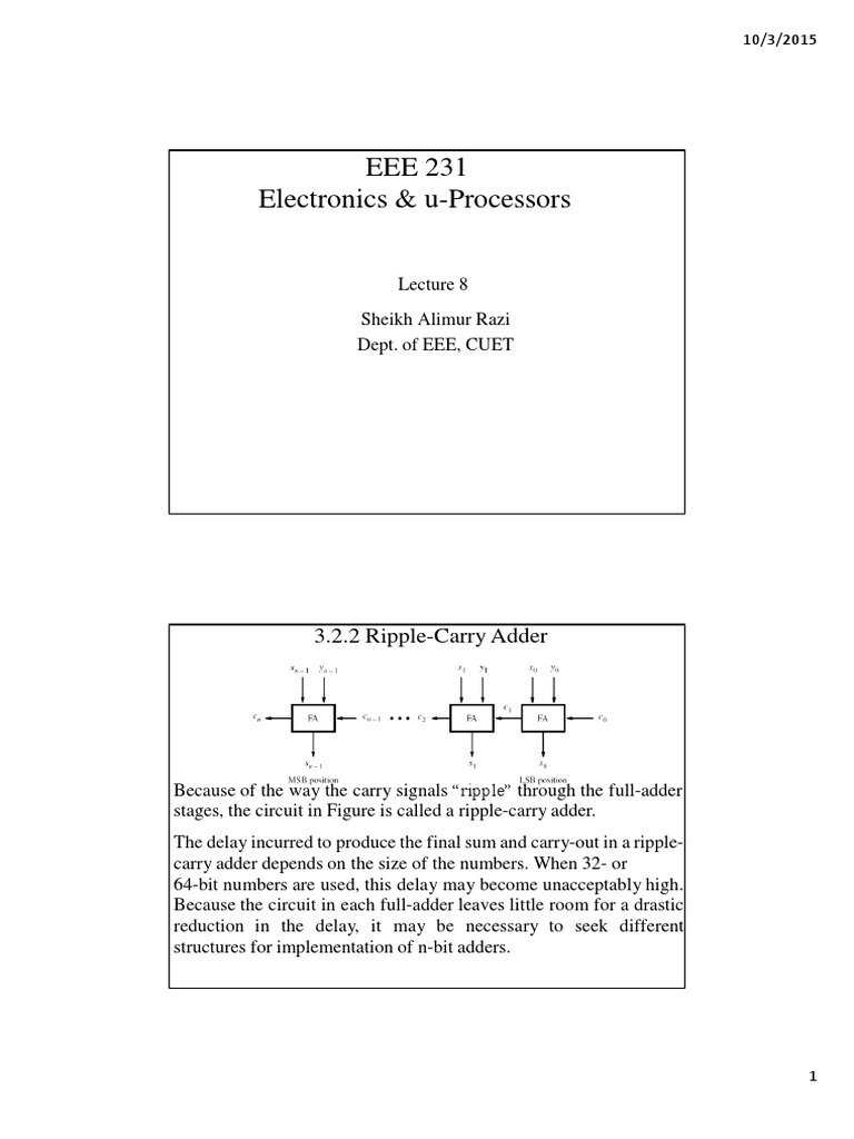 EEE 231 - Lecture 8 PDF | PDF | Subtraction | Arithmetic