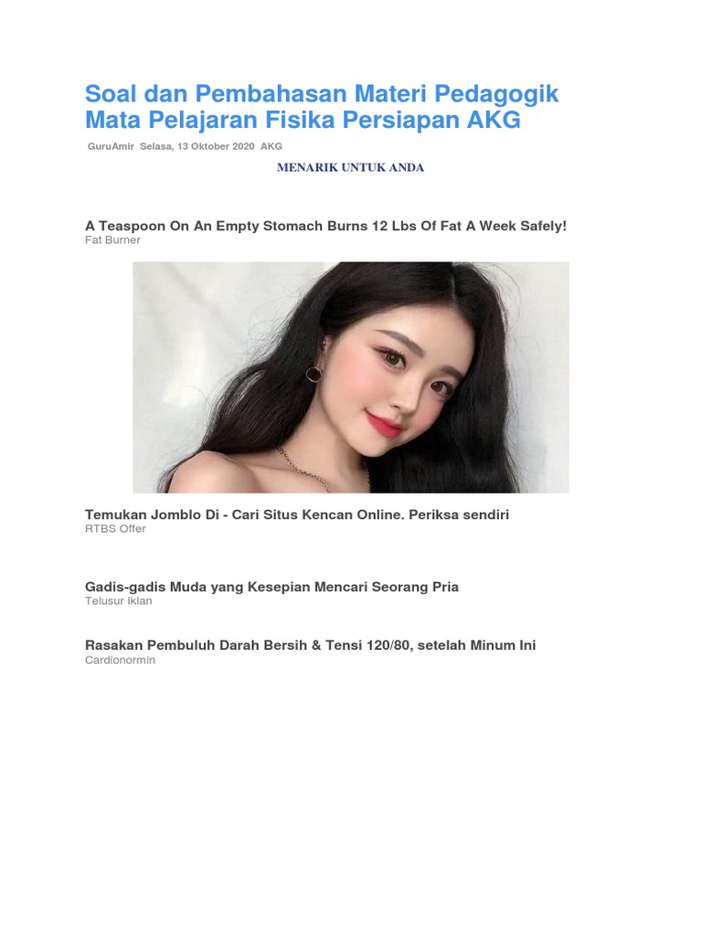 Soal Dan Pembahasan Materi Pedagogik Mata Pelajaran Fisika Persiapan AKG | PDF | Metode & Bahan ...