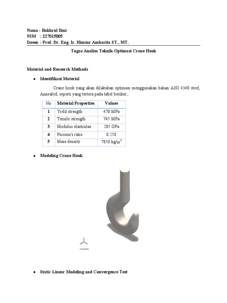 Tugas Optimasi Crane Hook | PDF