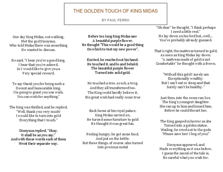 The Golden Touch of King Midas | PDF | Dionysus