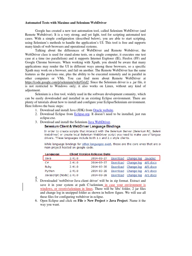 Maximo Automation with Selenium WebDriver | PDF | Selenium (Software ...