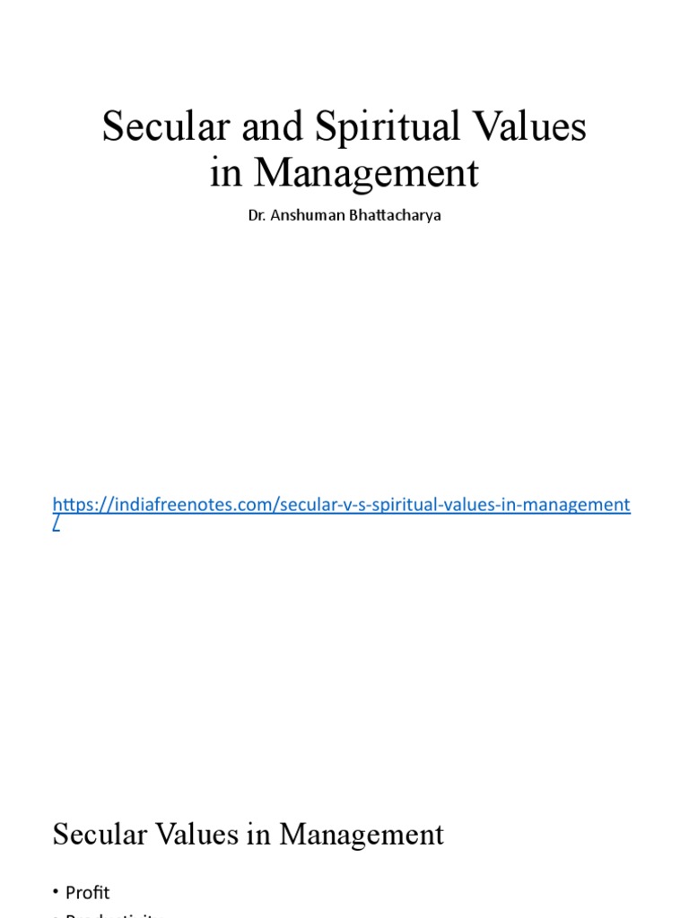 Secular and Spiritual Values in Management | PDF
