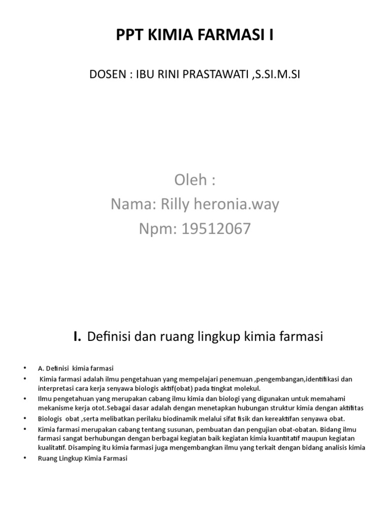 Kimia Farmasi I | PDF | Sains & Matematika