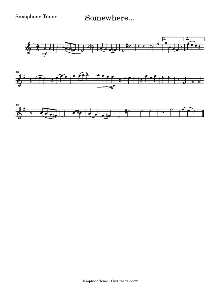 Over The Rainbow-Saxophone - Ténor PDF | PDF