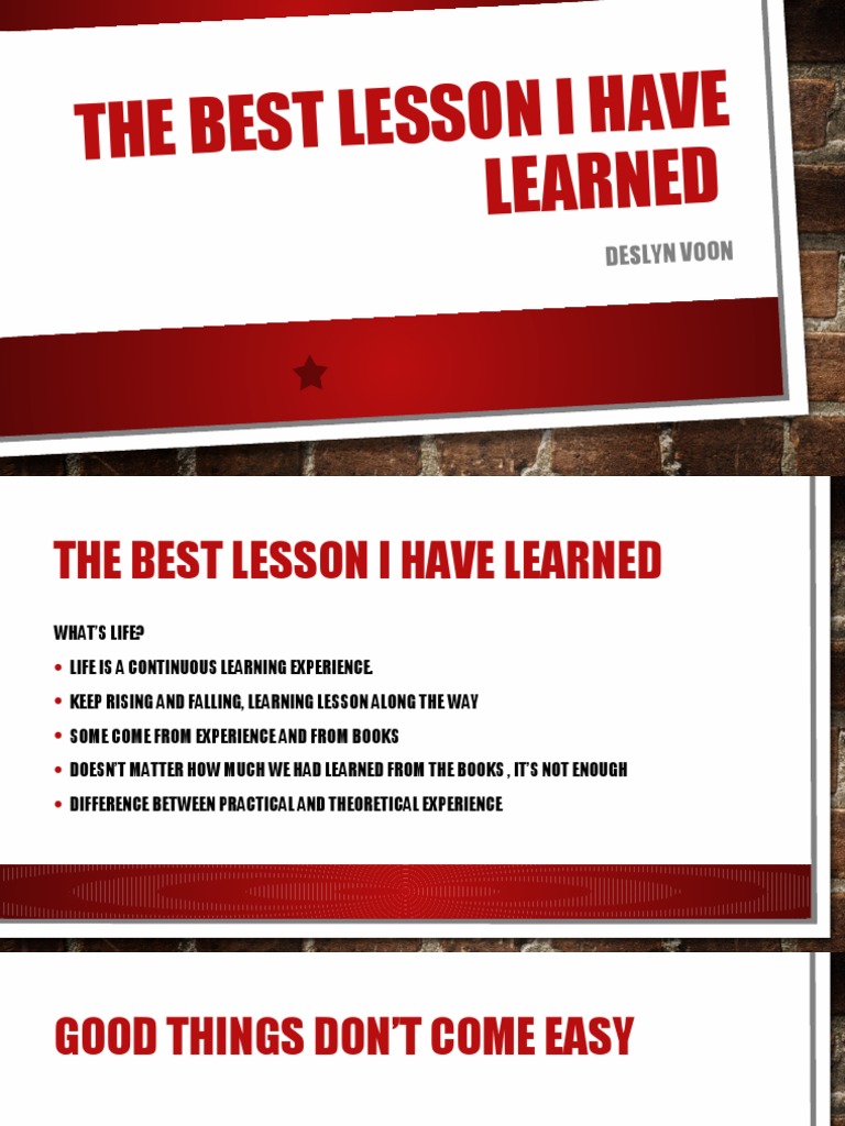 The Best Lesson I Have Learned | PDF