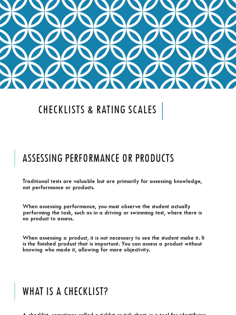 Checklists & Rating Scales | PDF | Information | Observation
