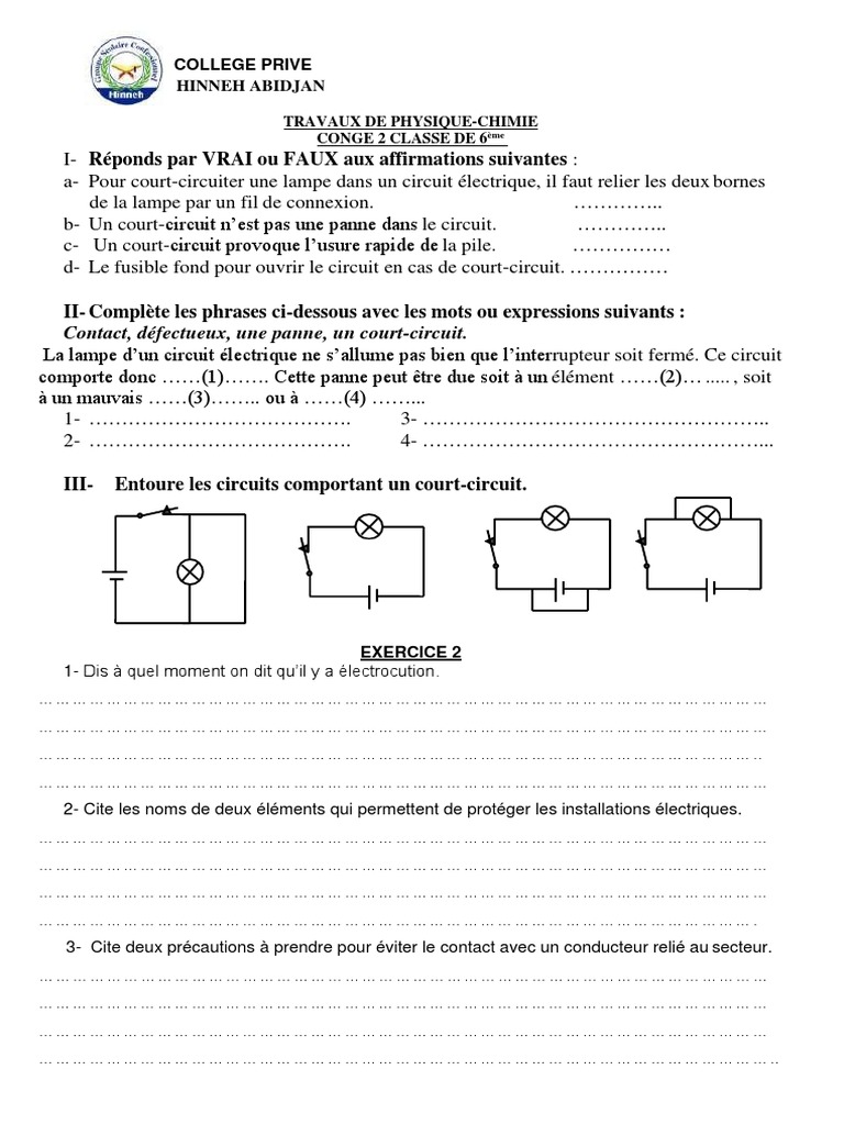 Devoir Conge 2 6eme | PDF