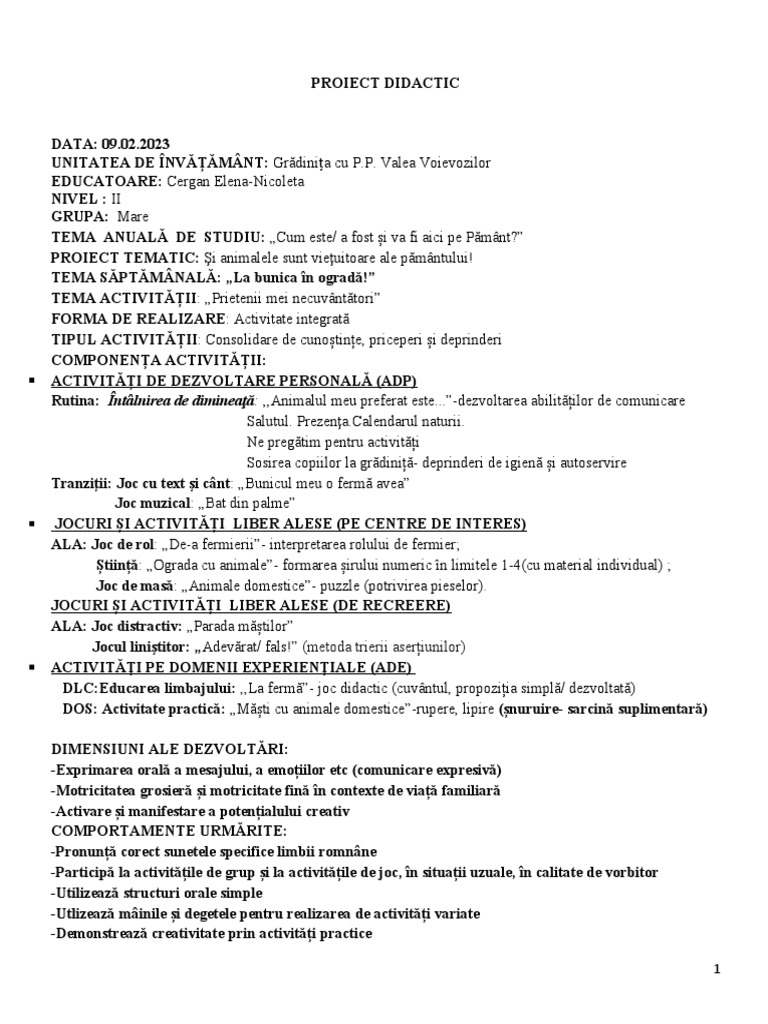 Proiect Animale Domestice | PDF