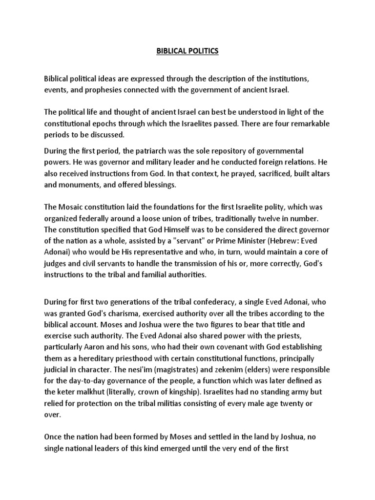 The Polity in Biblical Israel | PDF | David | Bible