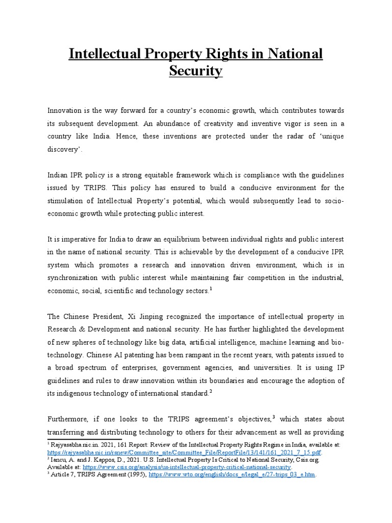 Intellectual Property Rights in National Security | PDF | Intellectual ...
