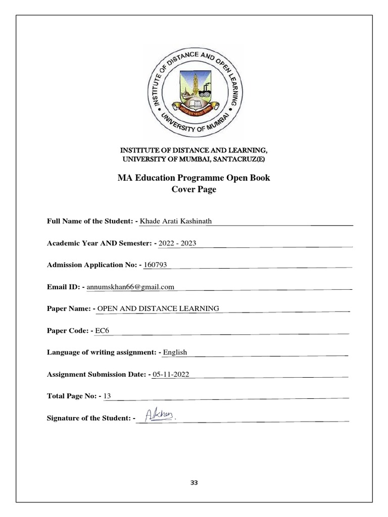 Paper EC6 - Open and Distance Learning | PDF | Evaluation | Program ...