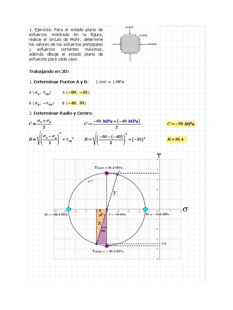 Ejercicio-01 (Circulo de Mohr) | PDF | Ingeniería mecánica