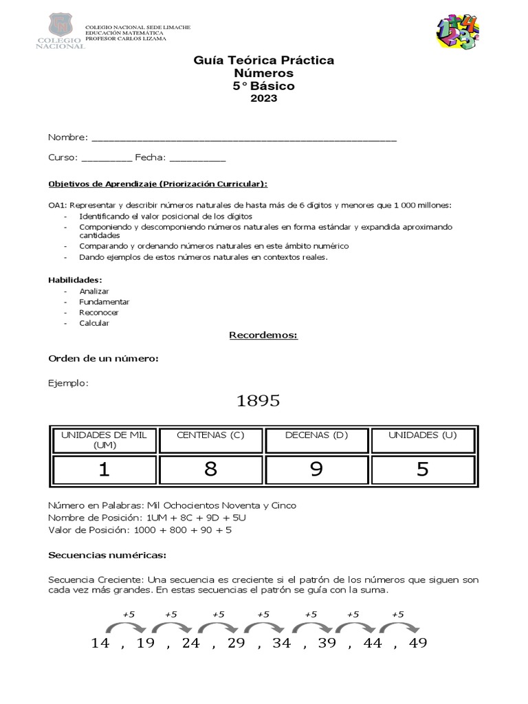 Guía N 1 Números Naturales Pdf Pdf Notación Matemática Matemáticas