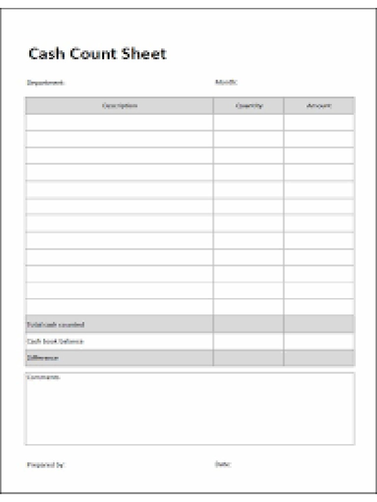 Cash Count Sheet | PDF