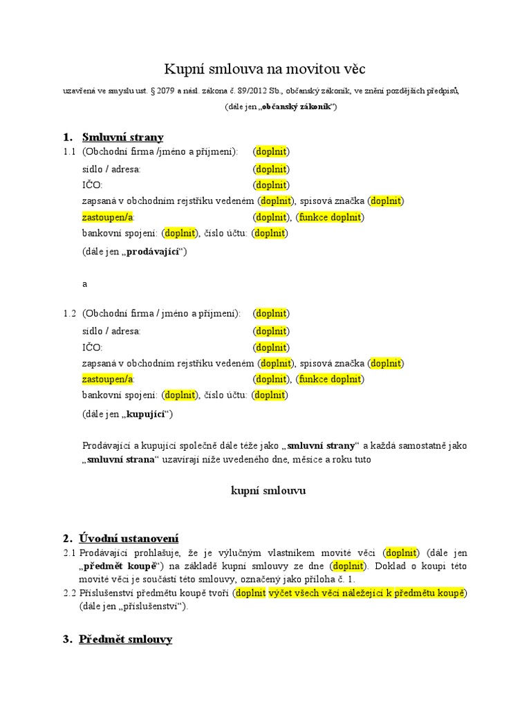 7b6cab02 Businessinfo Vzor Kupni Smlouva Movita Vec | PDF