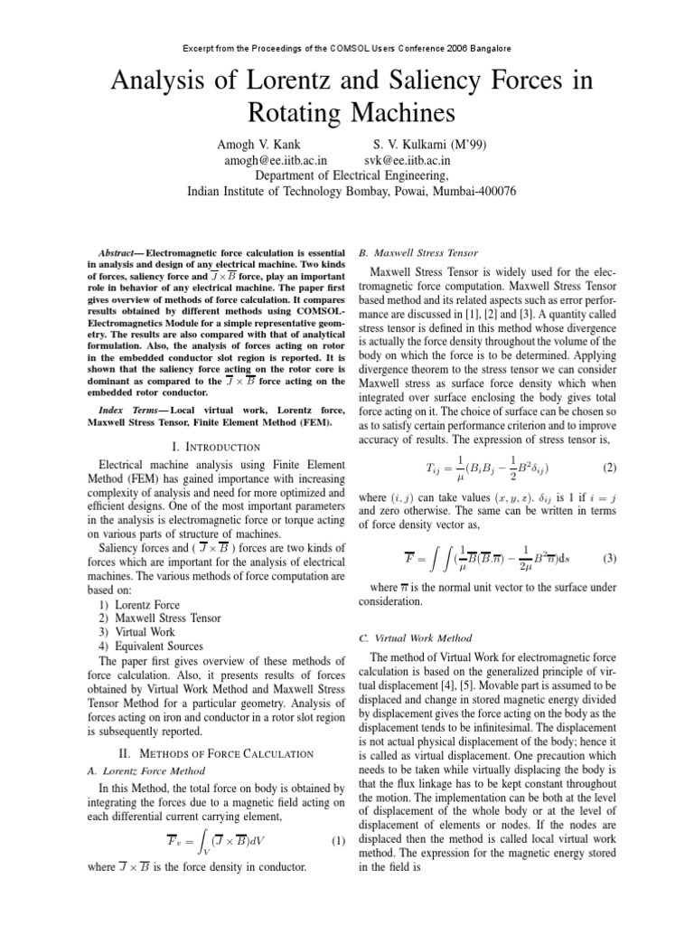 Analysis of Lorentz and Saliency Forces PDF | PDF | Magnetic Field | Force