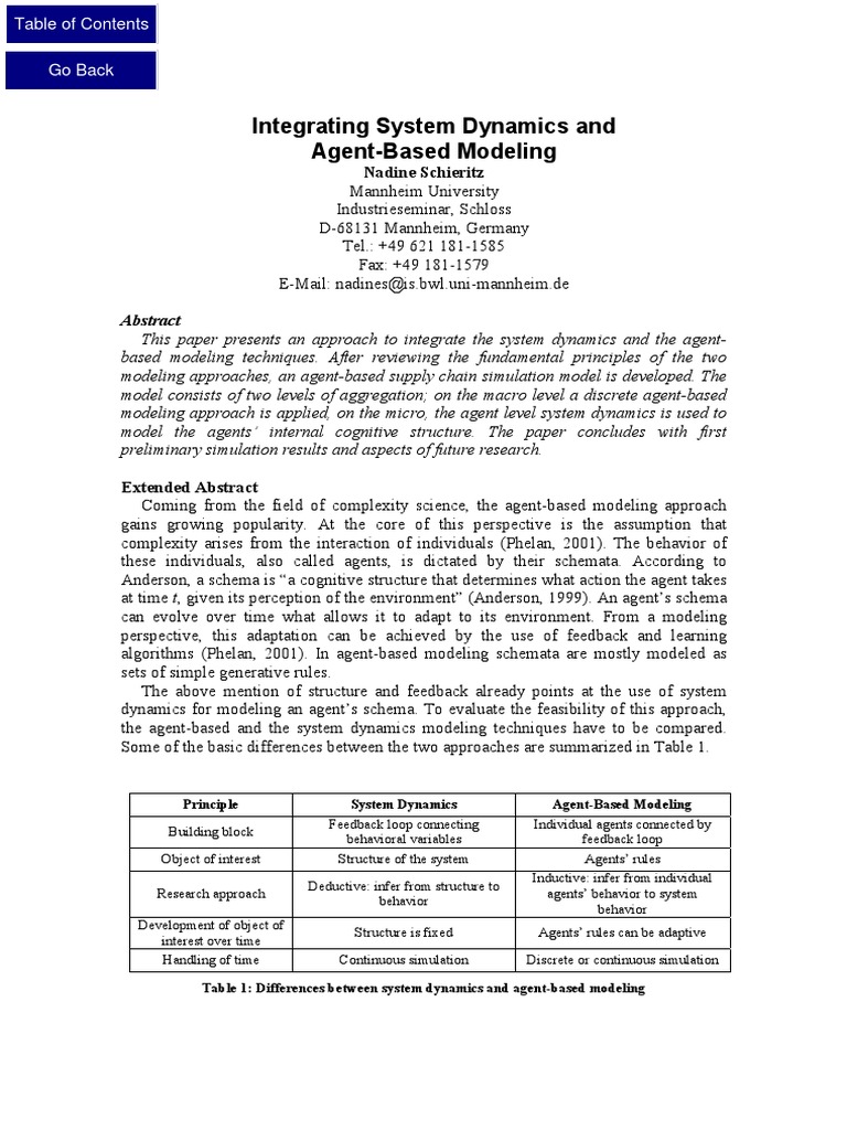 Integrating SD and AB Modeling | PDF | Agent Based Model | Schema (Psychology)