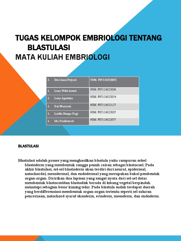 Tugas Kelompok Embriologi Tentang Blastulasi | PDF | Filsafat