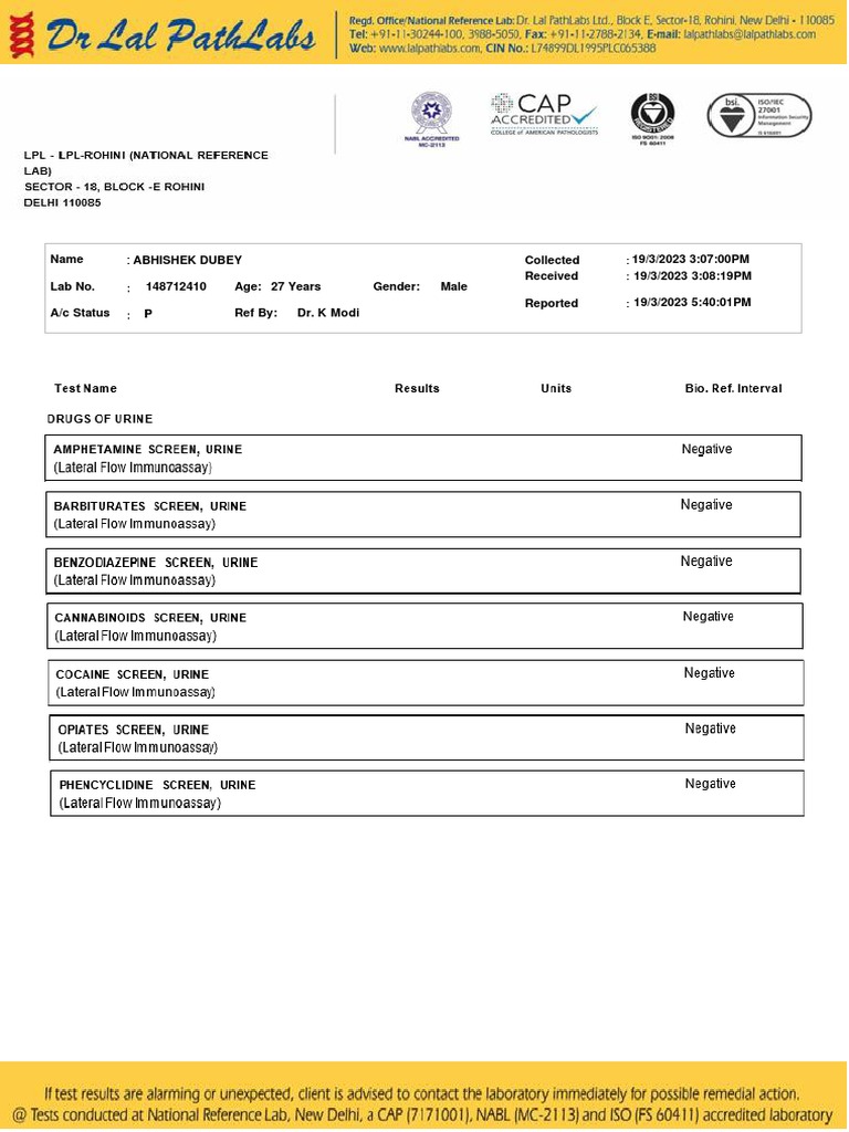 Urine Test Report PDF | PDF